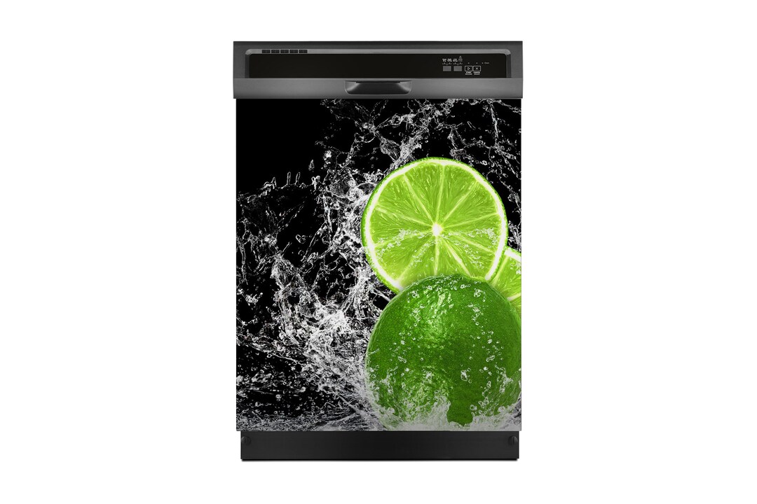 Lime and Water Splash, Magnetic Dishwasher Decal, Green, Modern Decor ...
