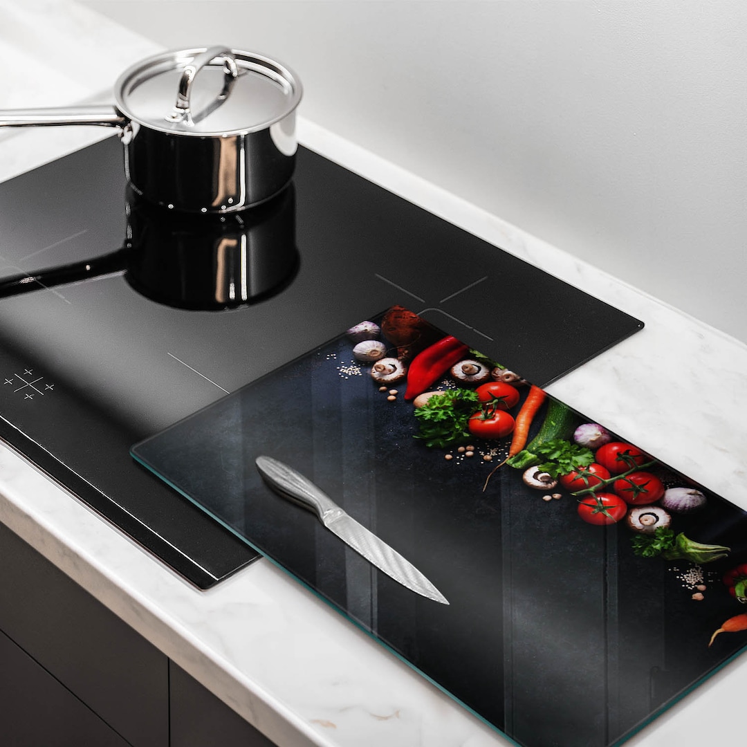 Colorful Vegetables Tempered Glass Splashback, Stove Glass Protection ...