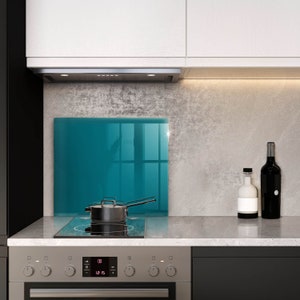 Turquoise Tempered Glass Splashback, Glass Splash Guard, Backsplash ...