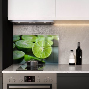 Lime Citruses Tempered Glass Wall Panel, Oven Glass Protection, Stove ...