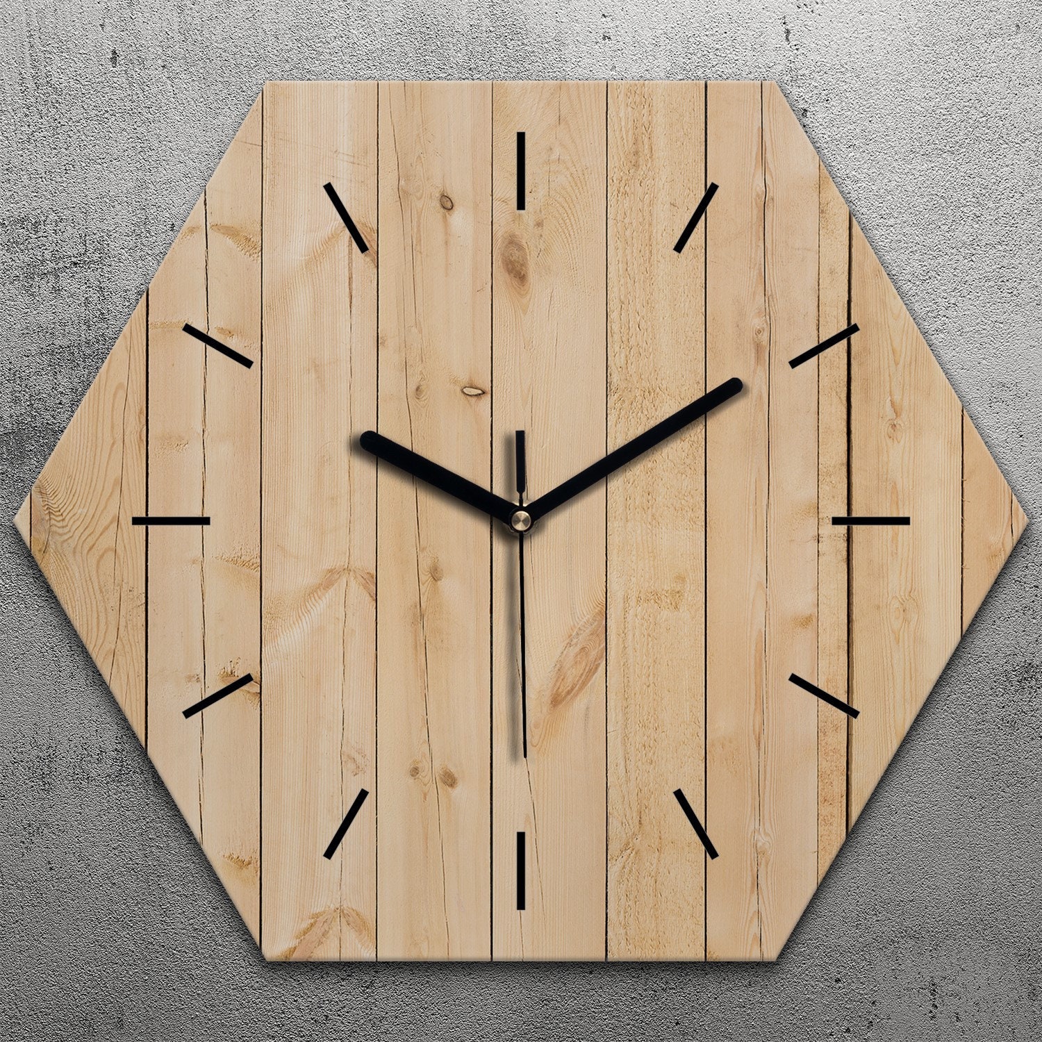 Brown Creamy Wooden Panels Hexagon Clock Bedroom Classic - Etsy