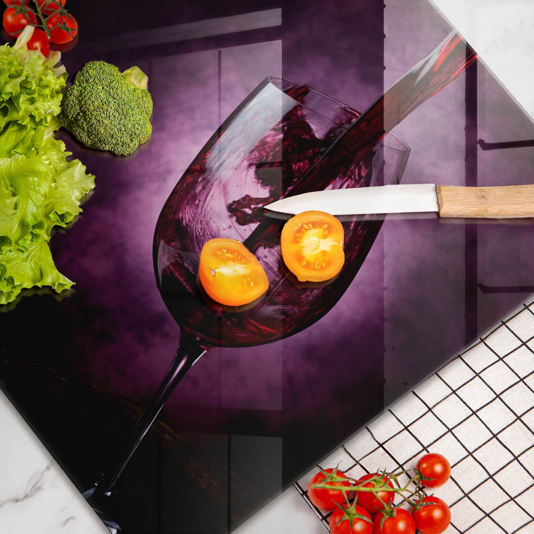 A Glass of Wine Tempered Glass Backsplash, Glass Wall Protection, Oven ...