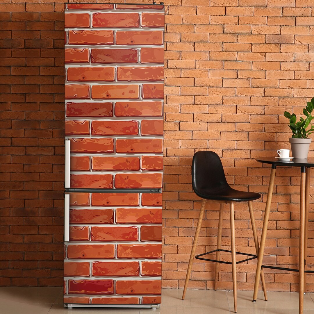 Modern Refrigerator Skin Red Wall Brick Fridge Magnetic - Etsy