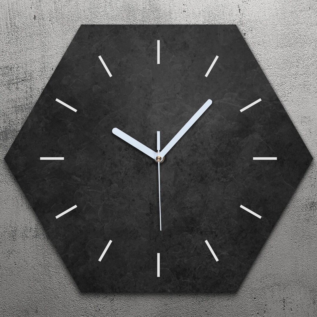 Gray, Board, Hexagon Clock, Dining-room Decor, Stylish Design, Handmade ...
