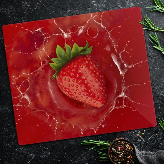 Glass Chopping Board Shape Variations Strawberry Splash Red Tempered Glass Culinary Tools Etsy