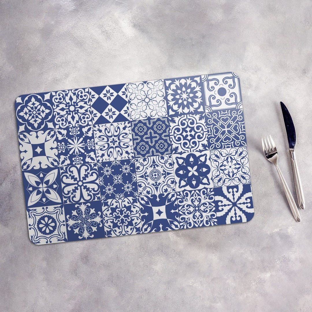Greece Mosaic, Blue, Table Mat, Kitchen Decoration, Table Protectors ...