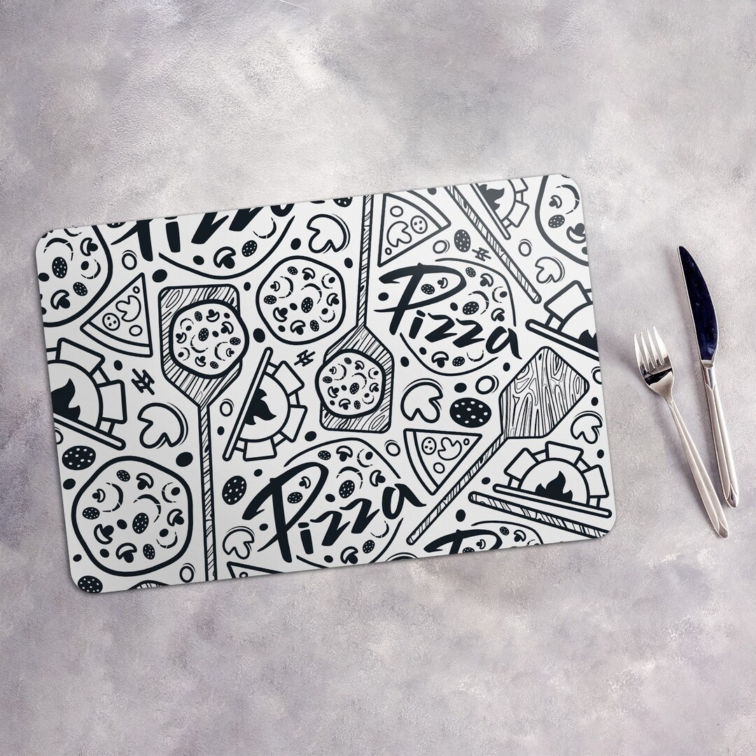 Cartoon Pizza Black Table Mat Kitchen Decoration Plate - Etsy