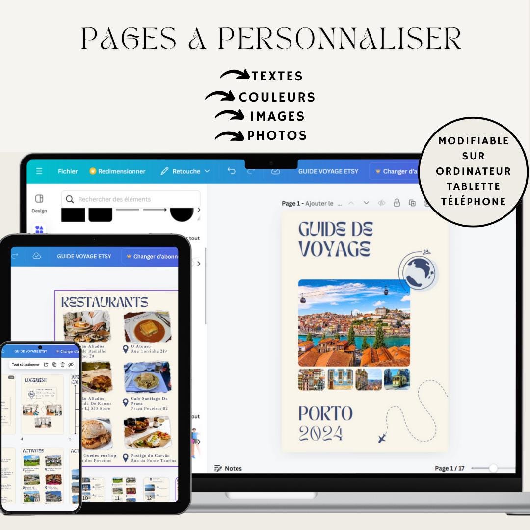 Modèle itinéraire de voyage français - Planificateur de voyage digital ...