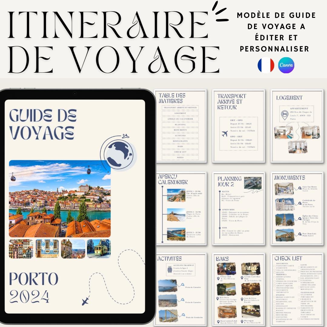 Modèle itinéraire de voyage français - Planificateur de voyage digital ...