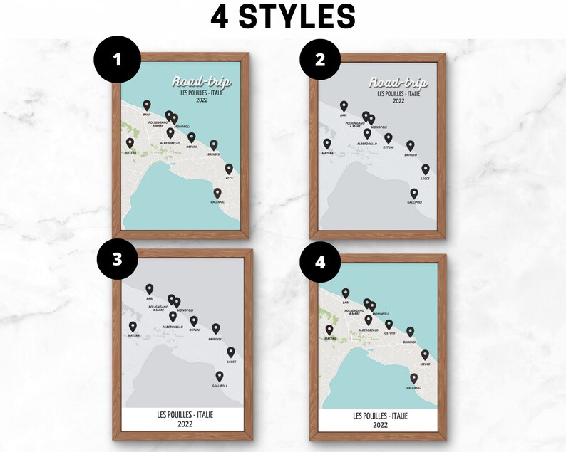Personalized Digital Travel Map - Custom Itinerary Poster - Printable ...