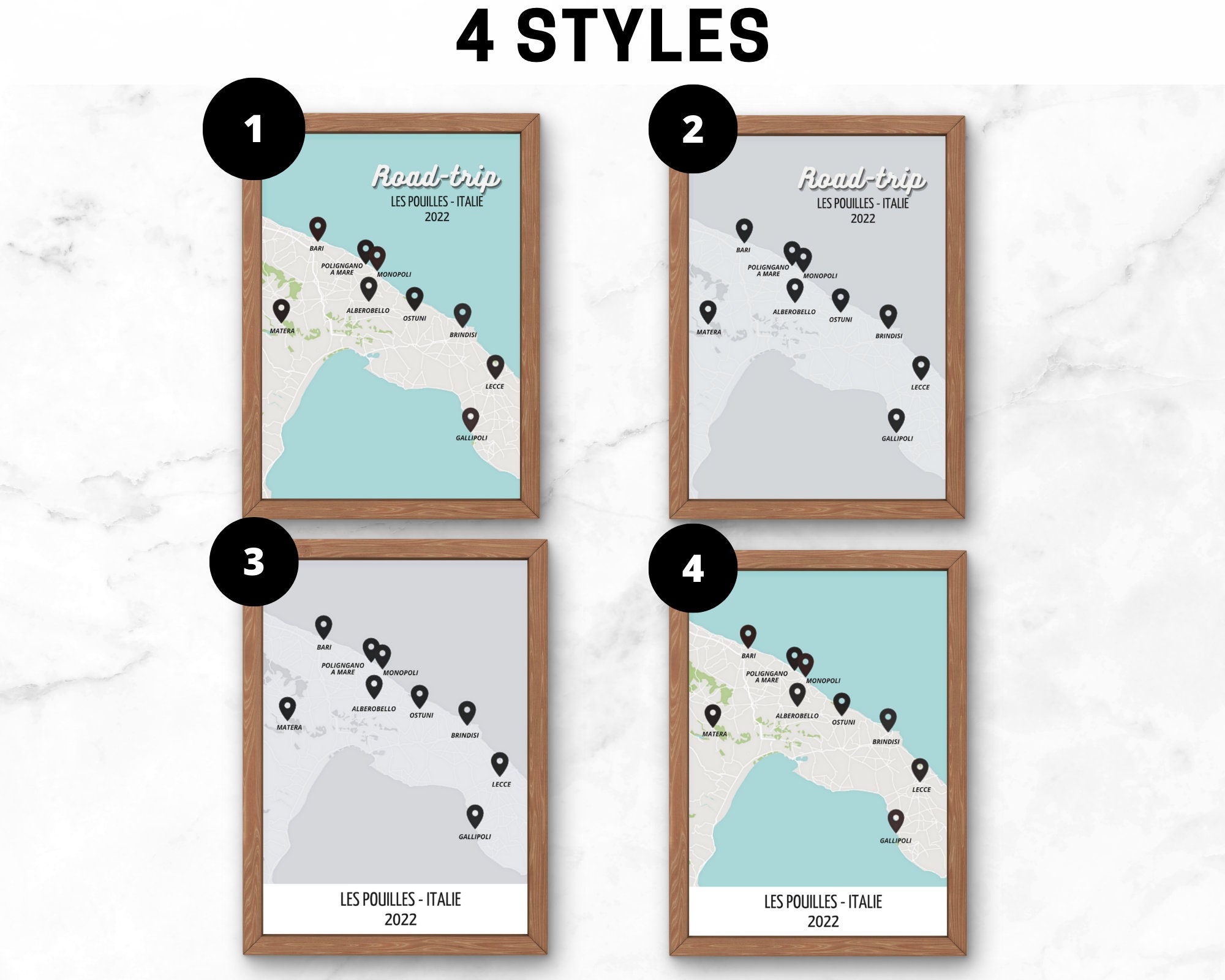 Personalized Digital Travel Map - Custom Itinerary Poster - Printable ...