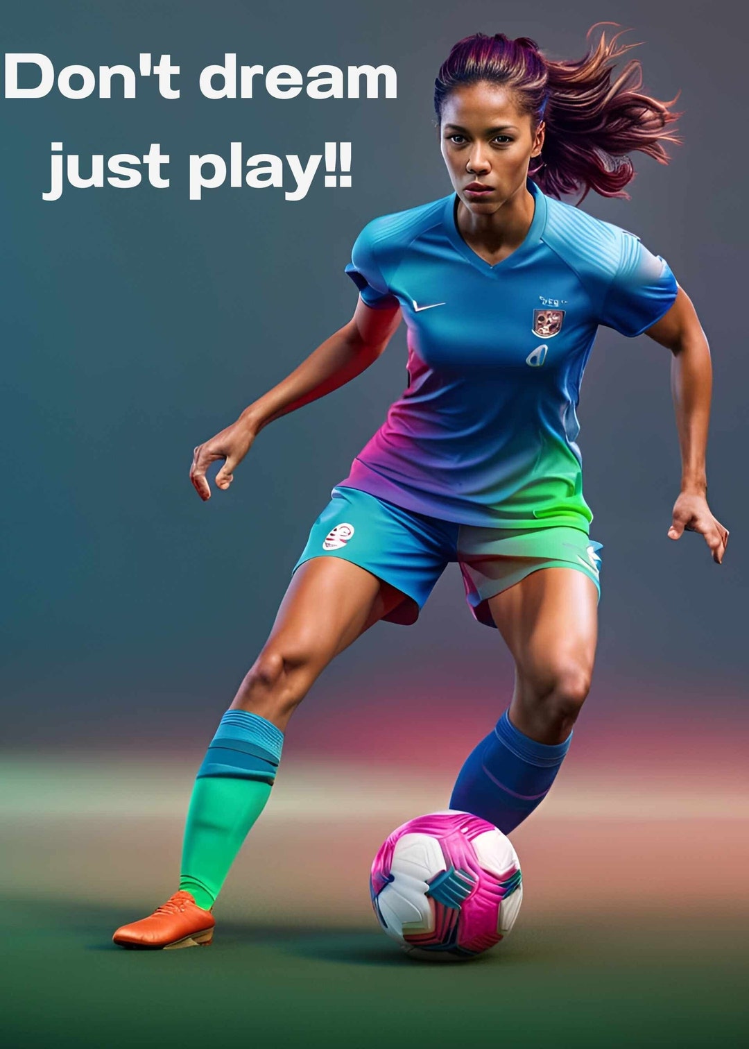 Women's Football Poster-don't Dream Just Play Insperation Daughter ...