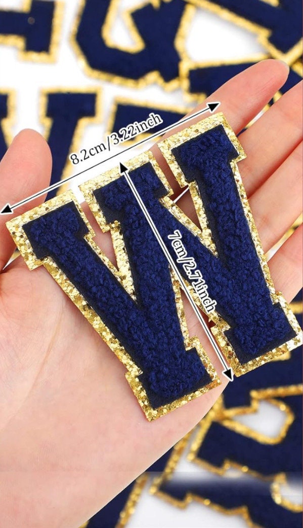 Navy Blue Chenille Letter Patches - Etsy