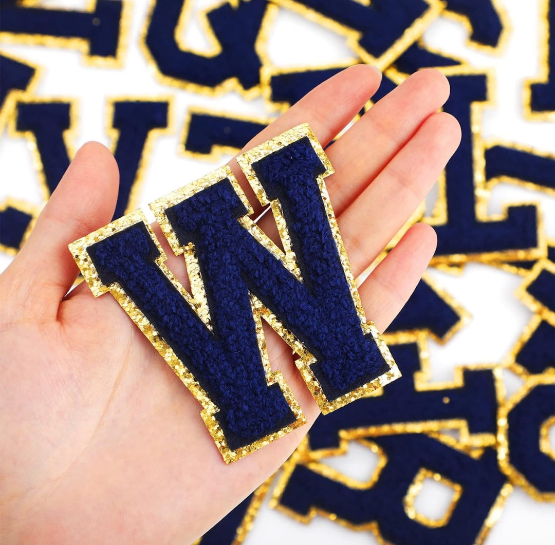 Navy Blue Chenille Letter Patches - Etsy