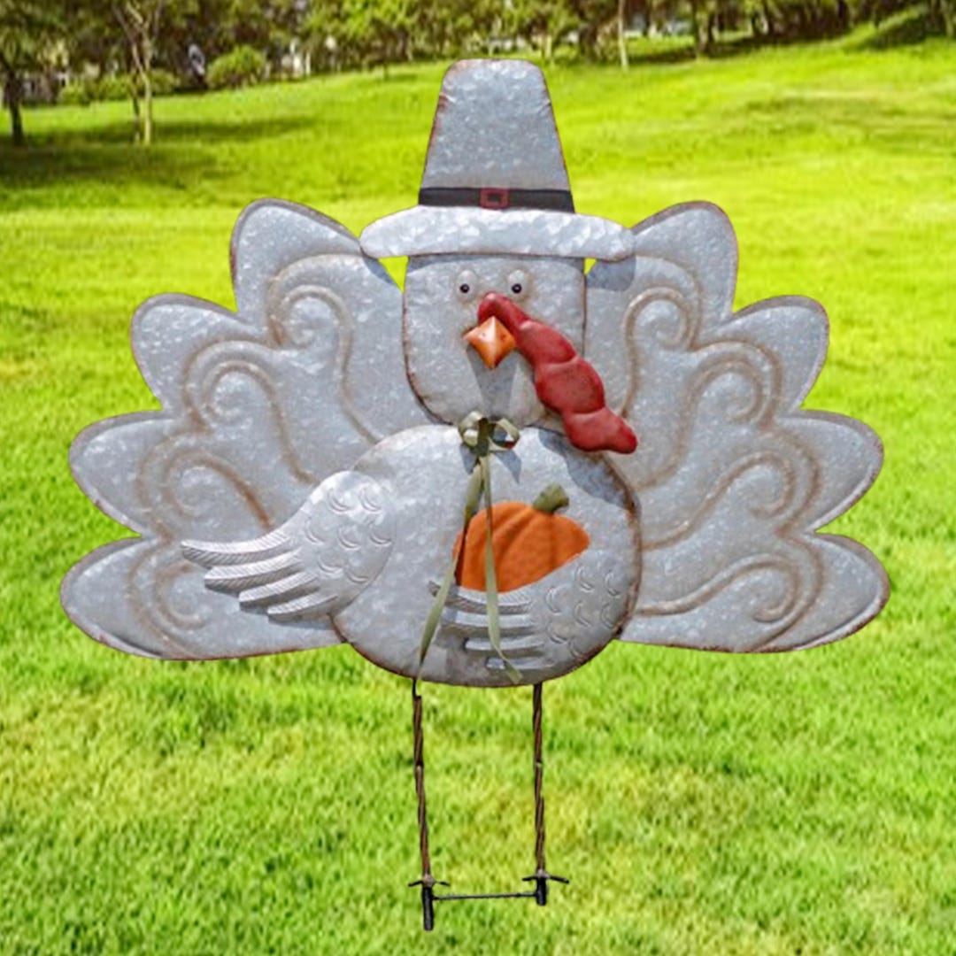 Large Galvanized Metal Thanksgiving Turkey Garden Stake - Etsy