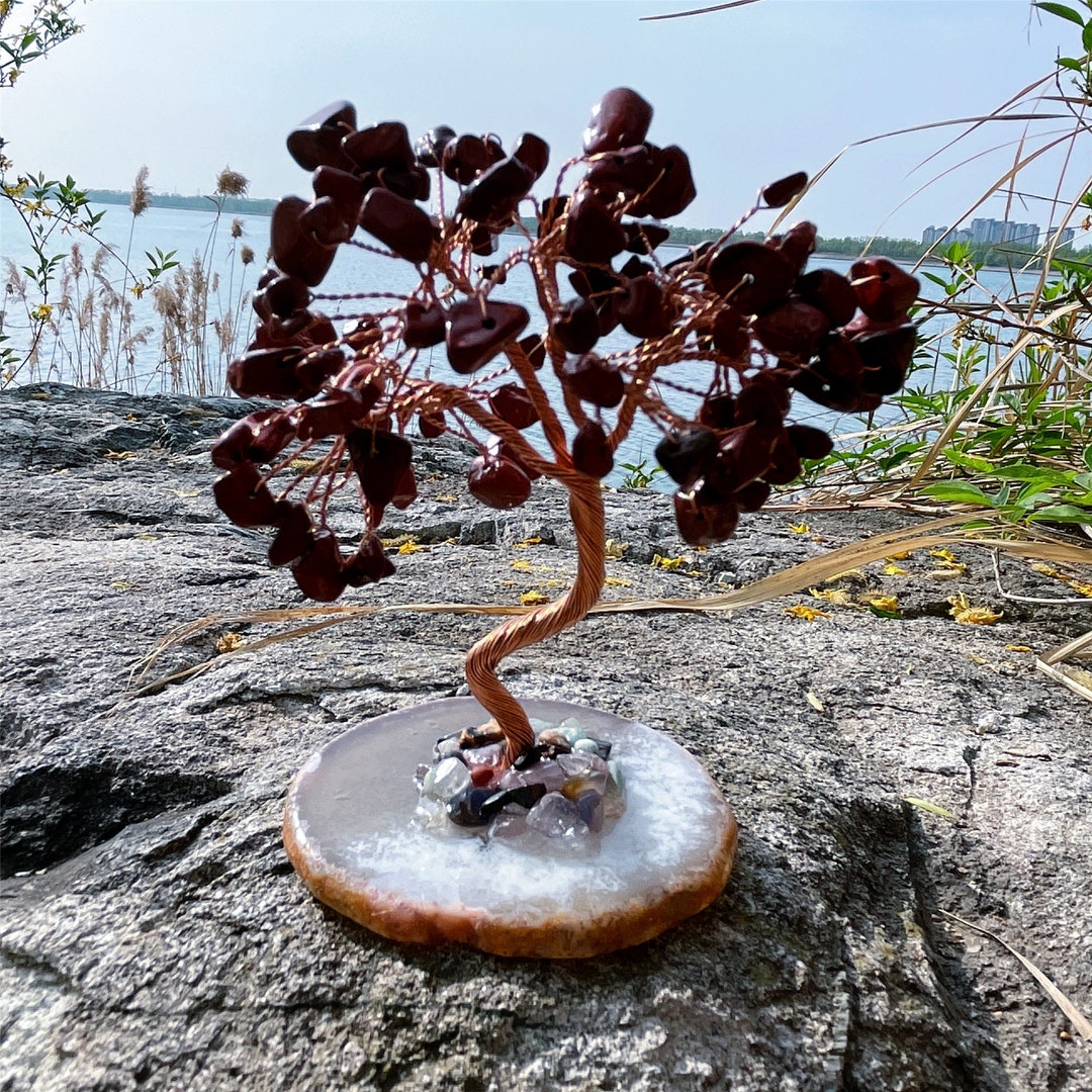 Red Jasper Quartz Crystal Tree of Life With Copper Wire Branches and ...