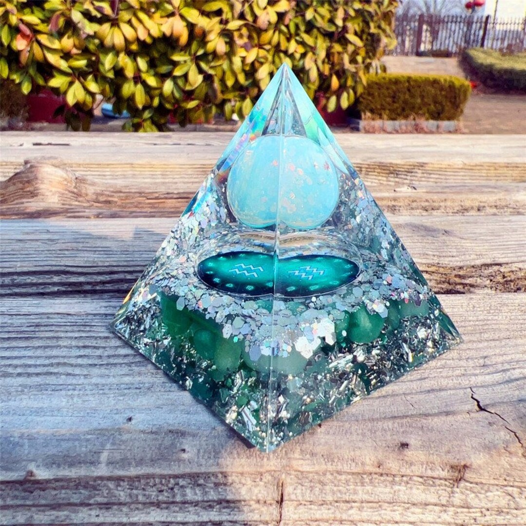 Zodiac Orgonite Pyramid Aquarius Opalite Ball Constellation Energy Generators Orgone Aventurine ...