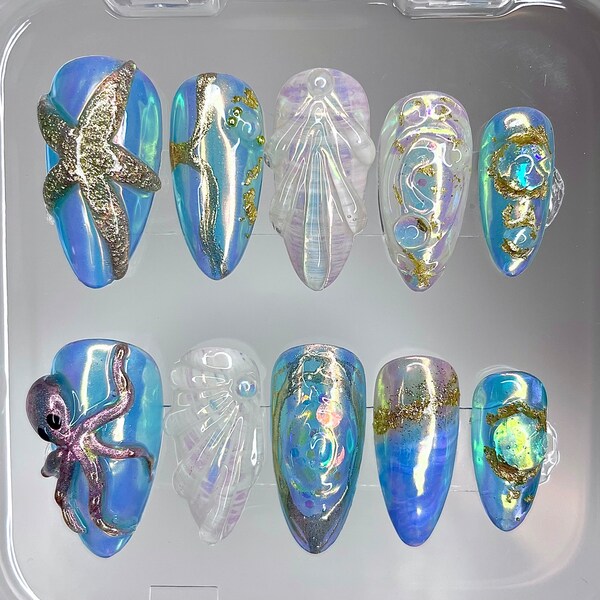 3d Press on Nails Shell - Etsy