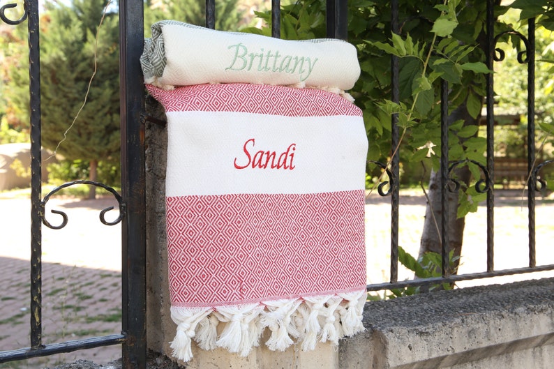 Embroidered Turkish Beach Towel With Script Font, 40"x70", Monogrammed ...