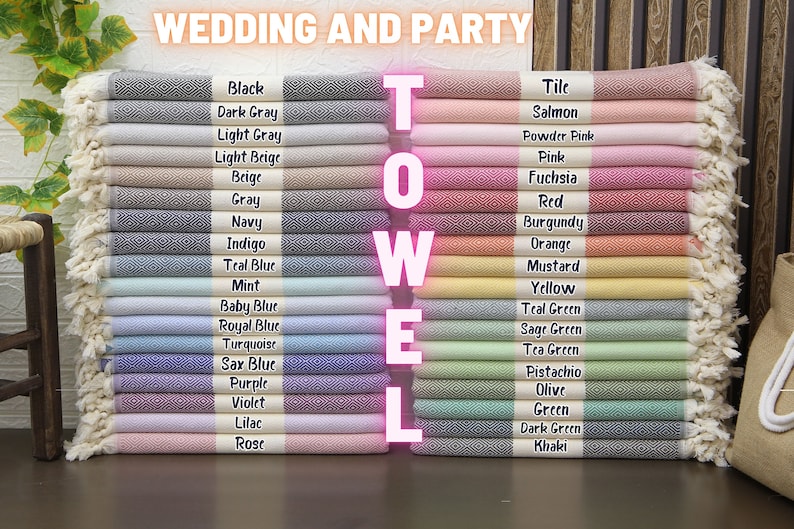 Embroidered Turkish Beach Towel With Script Font, 40"x70", Monogrammed ...
