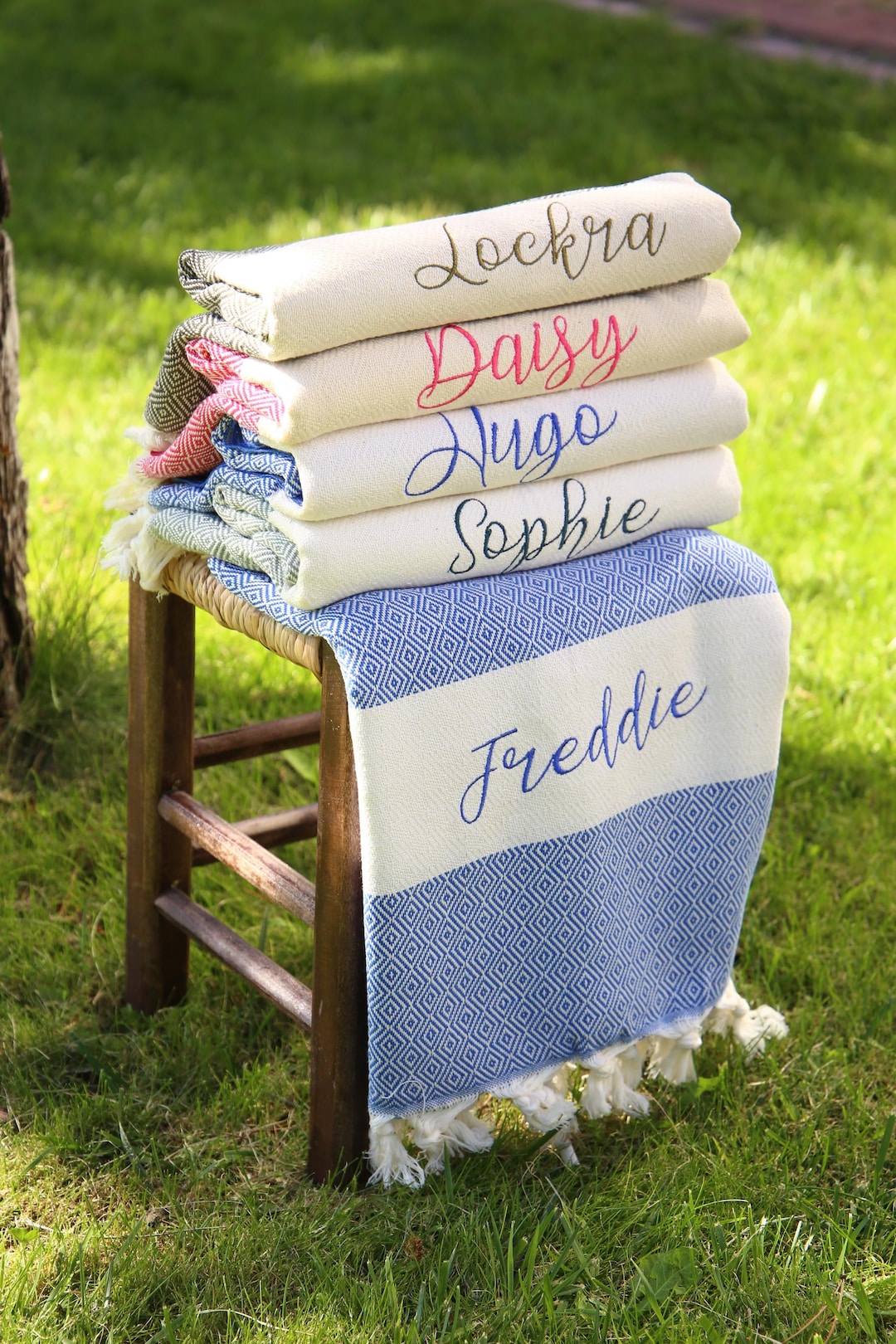Embroidered Turkish Beach Towel With Script Font, 40"x70", Monogrammed ...