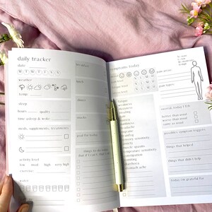 Pink Chronic Illness Health Symptom Tracking Journal (undated)/dietary ...