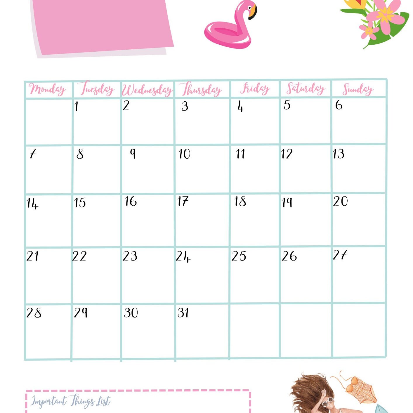 Monthly Planner Printable Planner Digital Planner - Etsy