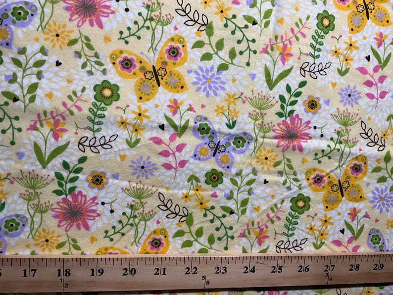 Patterned Trap Butterfly - Flannel Fabric REMNANT - 100% Cotton Flannel ...