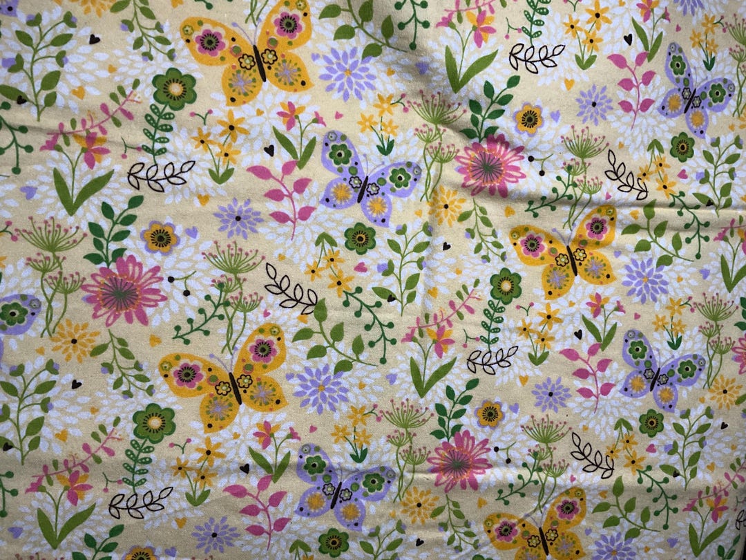 Patterned Trap Butterfly - Flannel Fabric REMNANT - 100% Cotton Flannel ...