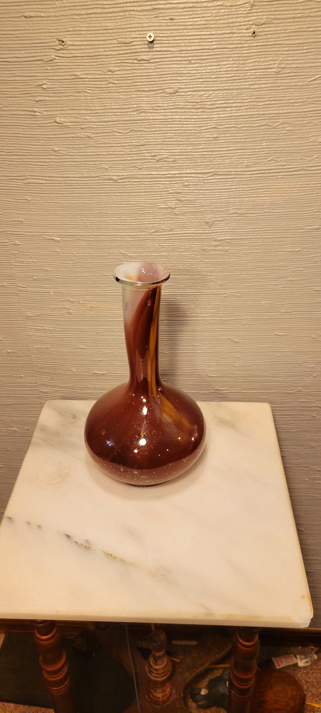 Vintage Schneider Style Vase / Violet Amber / Tan / Cream Swirl Vase - Etsy