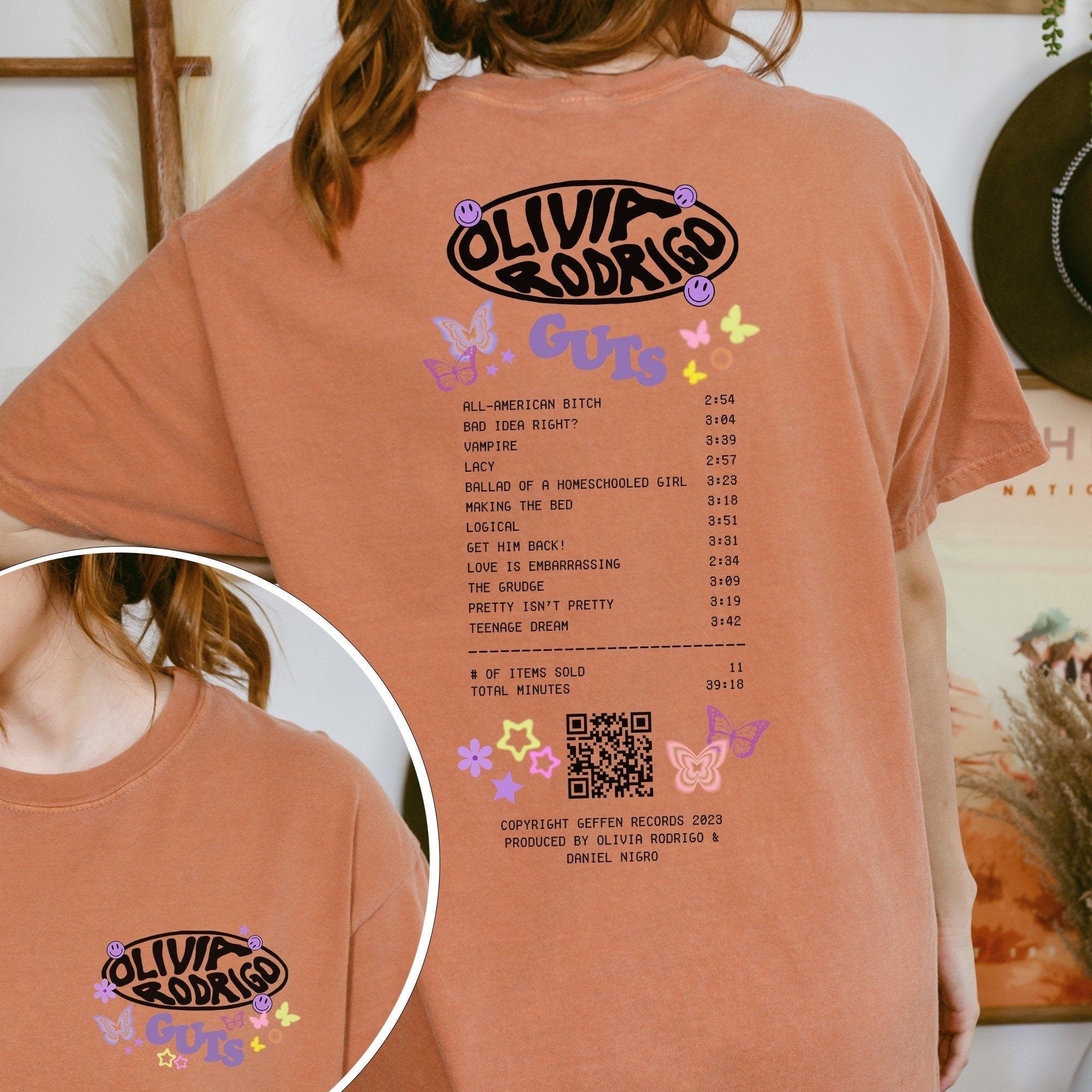 Olivia Rodrigo Guts Shirt, Album Tracklist Tee, Olivia Rodrigo Merch ...