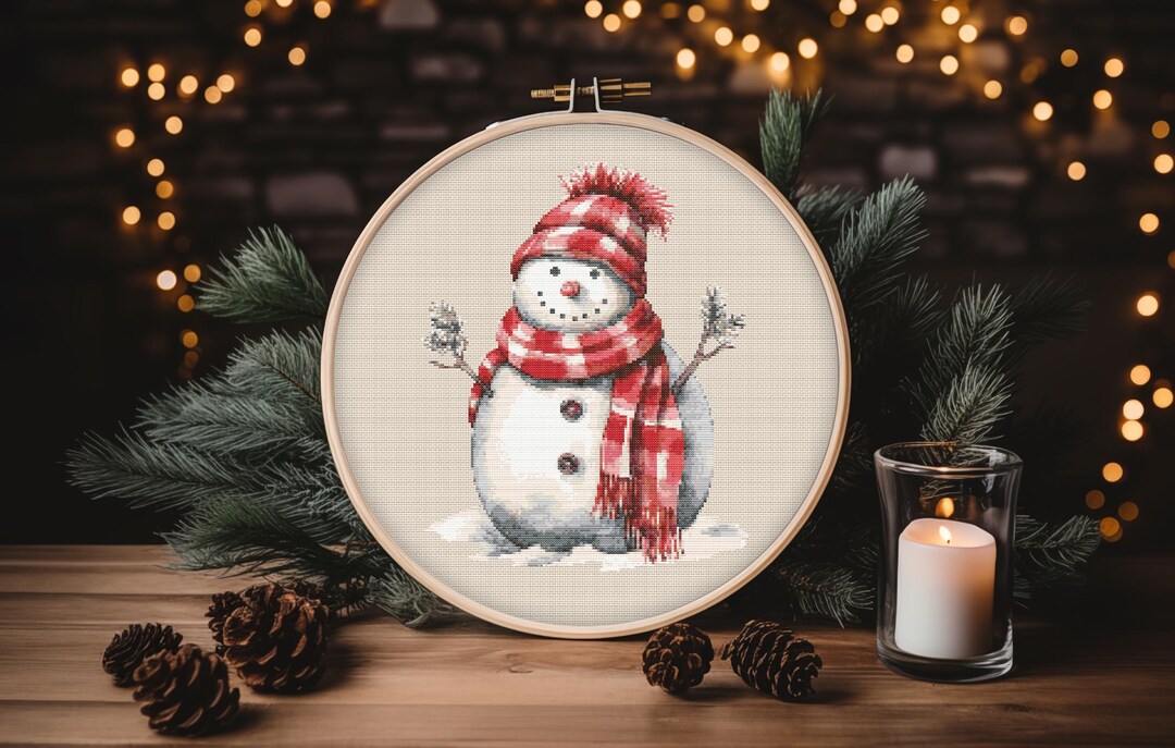 Snowman Christmas Cross Stitch Pattern (PDF) | Easy to Follow | Pattern ...