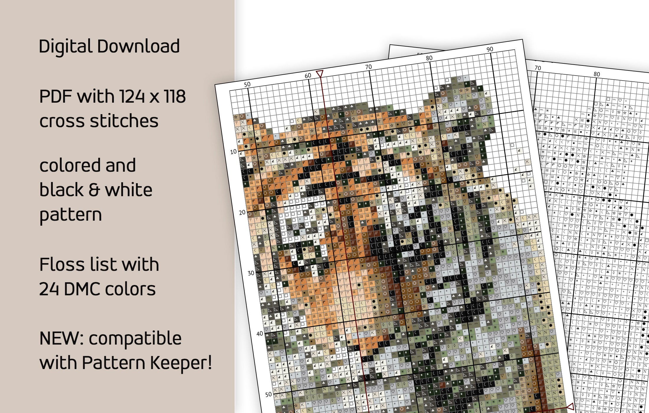 Modern Tiger Cross Stitch Pattern PDF Easy to Follow Pattern Keeper ...