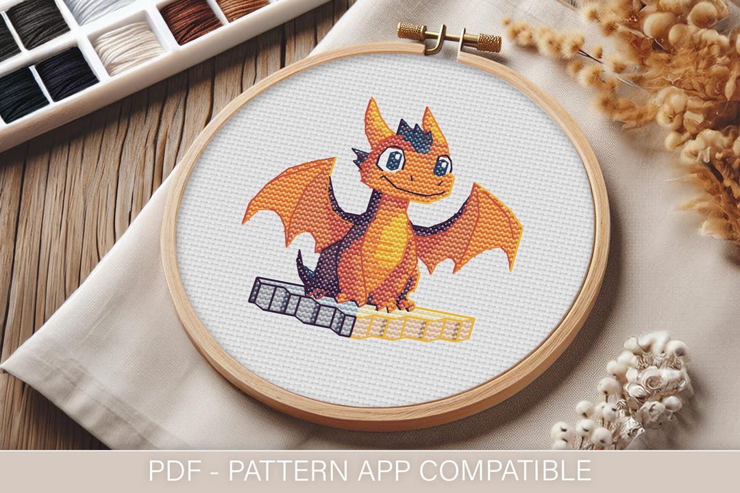 Little Dragon Cross Stitch Pattern (PDF) | Easy to Follow | Pattern ...
