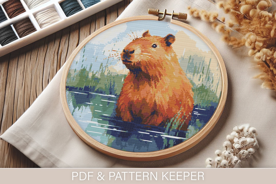 Modern Capybara Cross Stitch Pattern (PDF) | Easy to Follow | Pattern ...