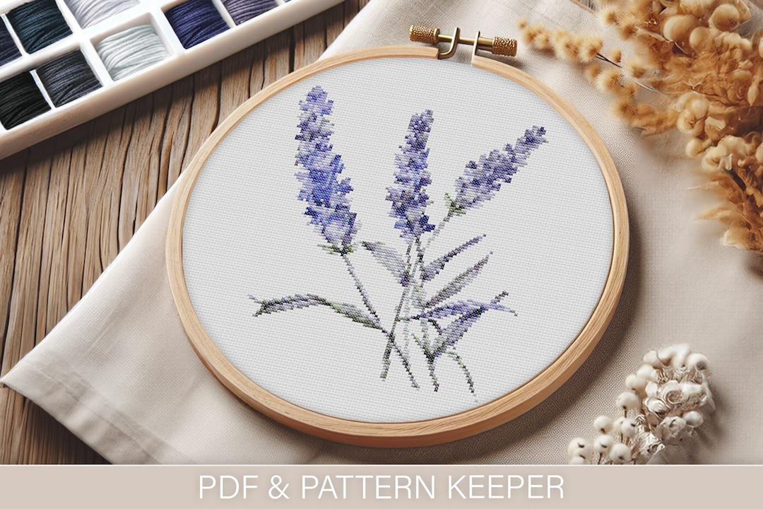 Modern Lavender Cross Stitch Pattern (PDF) | Easy to Follow | Pattern Keeper Friendly - Etsy