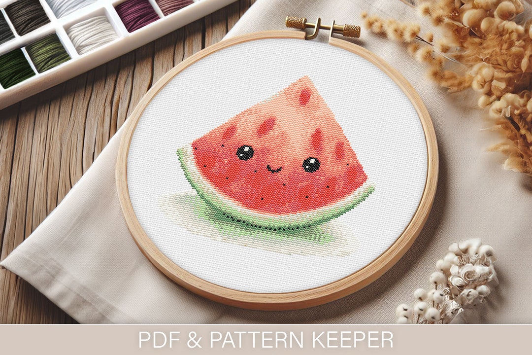Cute Watermelon Cross Stitch Pattern (PDF) | Easy to Follow | Pattern ...