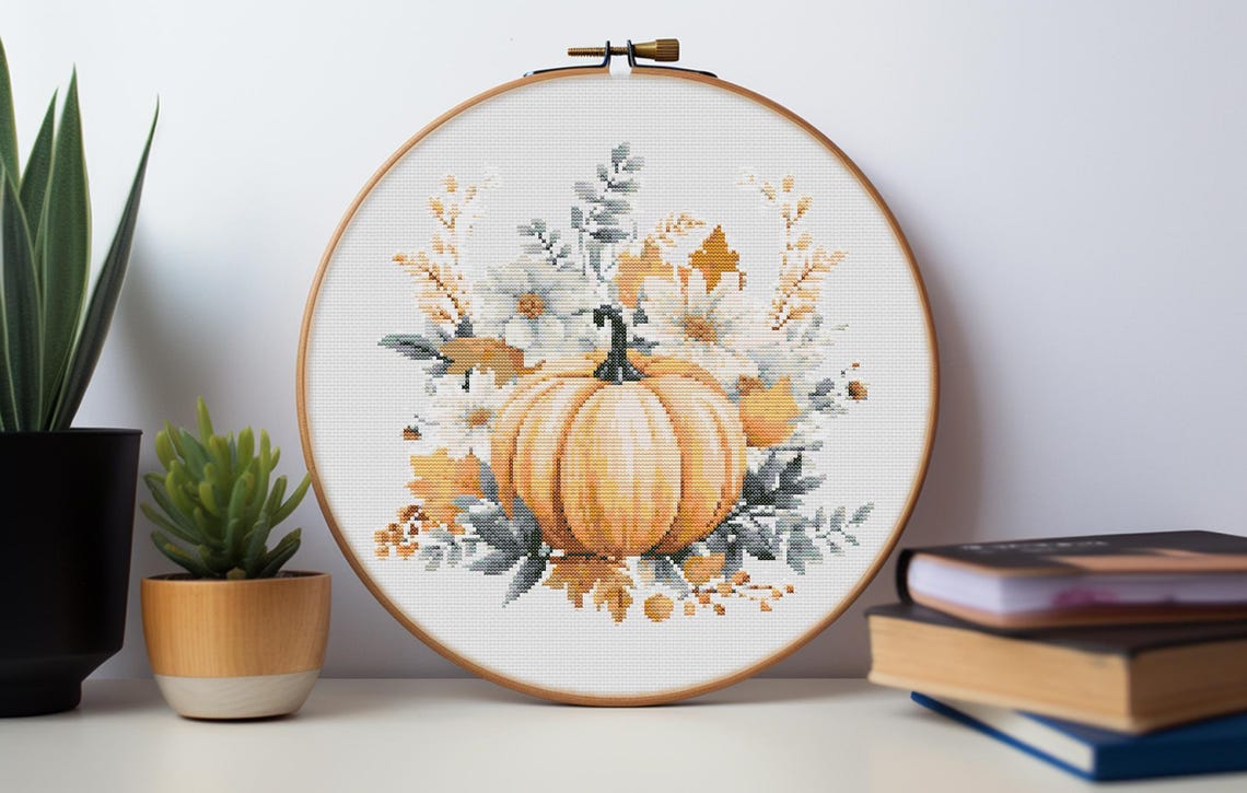 Autumn Pumpkin Cross Stitch Pattern (PDF) | Easy to Follow | Pattern ...