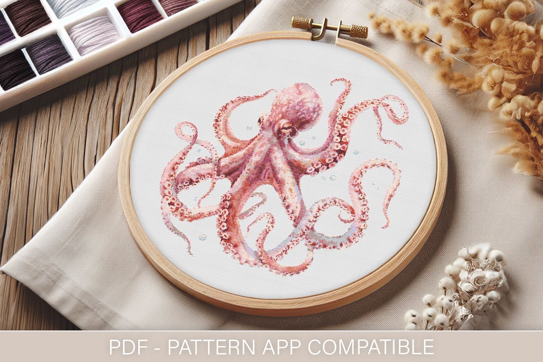 Modern Octopus Cross Stitch Pattern (PDF) | Easy to Follow | Pattern ...
