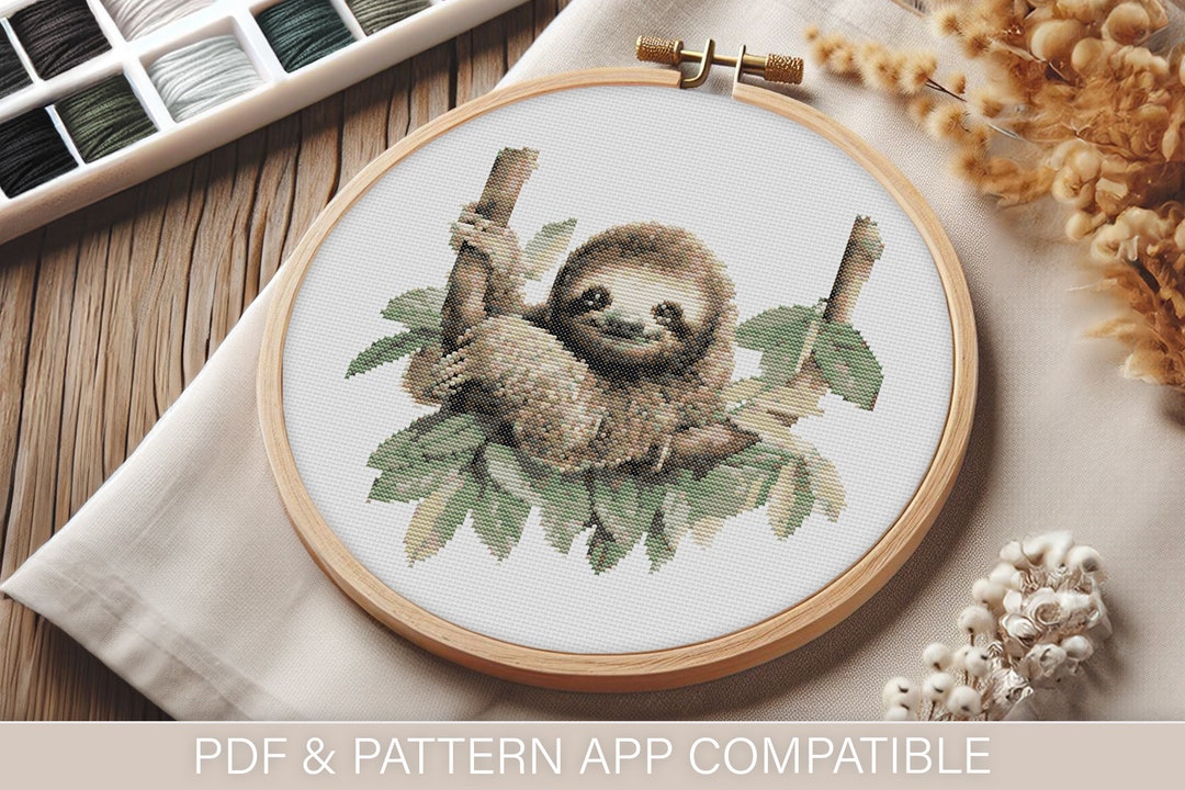 Sloth Cross Stitch Pattern (PDF) | Easy to Follow | Pattern Keeper ...