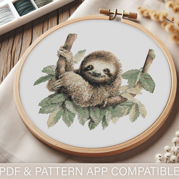 Sloth Cross Stitch - Etsy