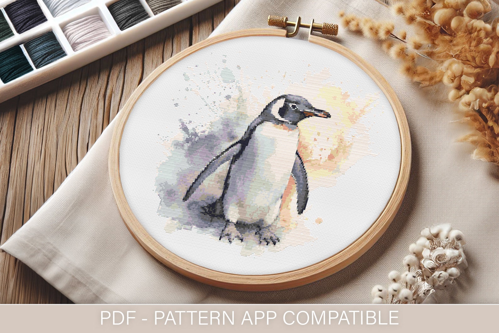 Watercolor Pinguin Cross Stitch Pattern (PDF) | Easy to Follow ...