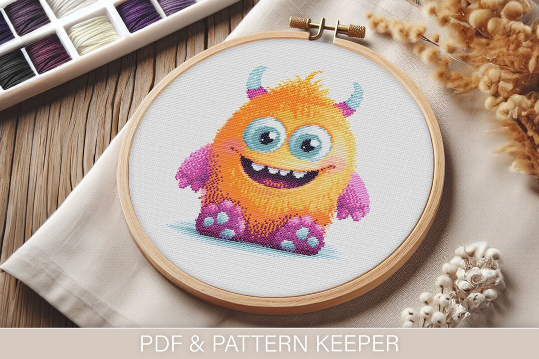 Cute Little Monster Cross Stitch Pattern (PDF) | Easy to Follow ...