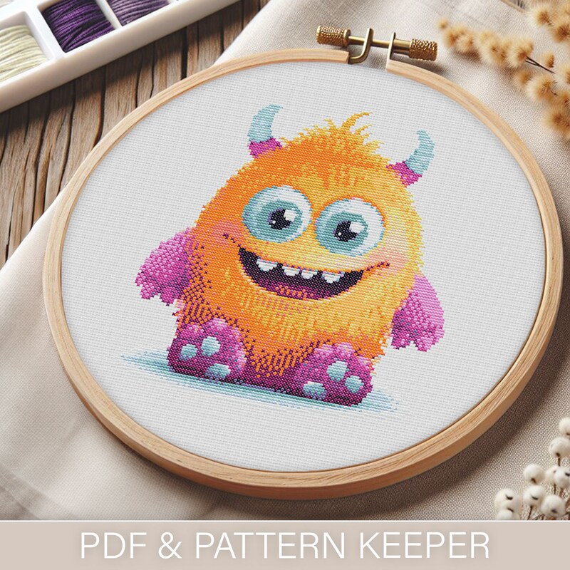Monster Cross Stitch - Etsy