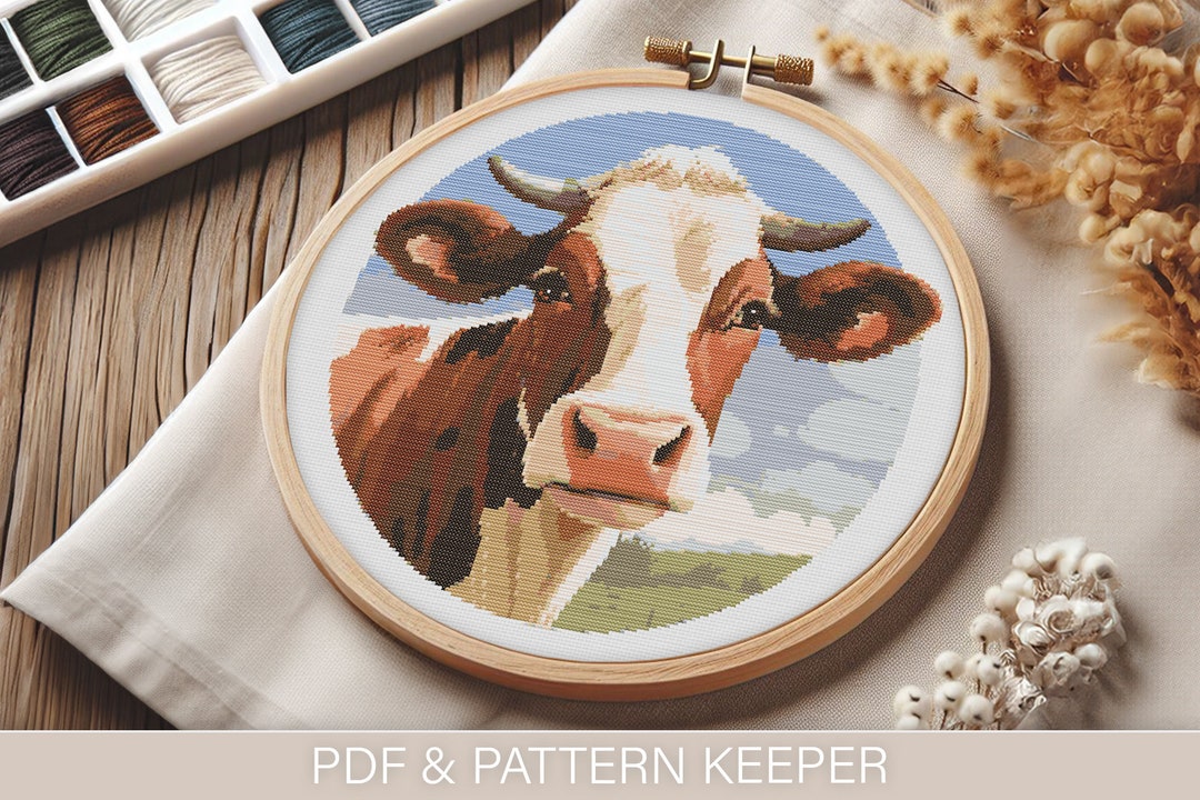 Modern Cow Cross Stitch Pattern (PDF) | Easy to Follow | Pattern Keeper ...