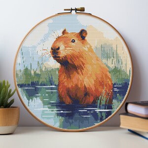 Modern Capybara Cross Stitch Pattern (PDF) | Easy to Follow | Pattern ...