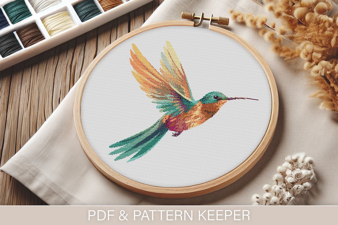 Modern Hummingbird Cross Stitch Pattern | PDF Download | Easy to Follow | Pattern Keeper ...