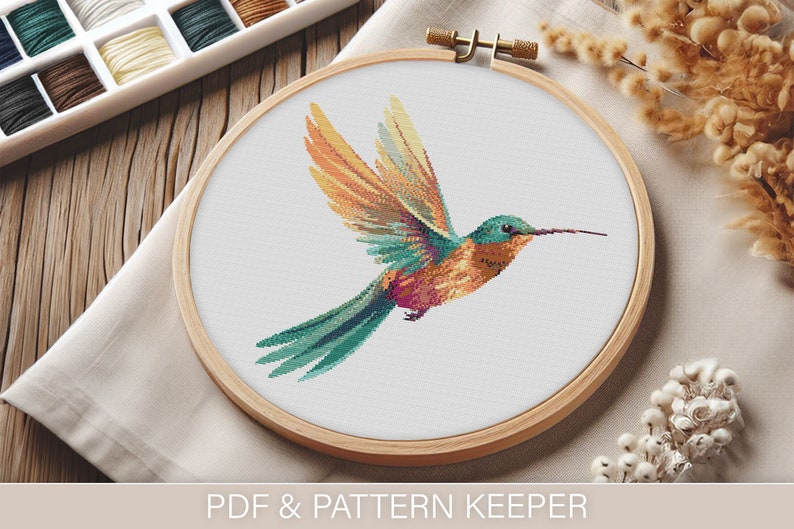 Modern Hummingbird Cross Stitch Pattern PDF Easy to Follow Pattern ...