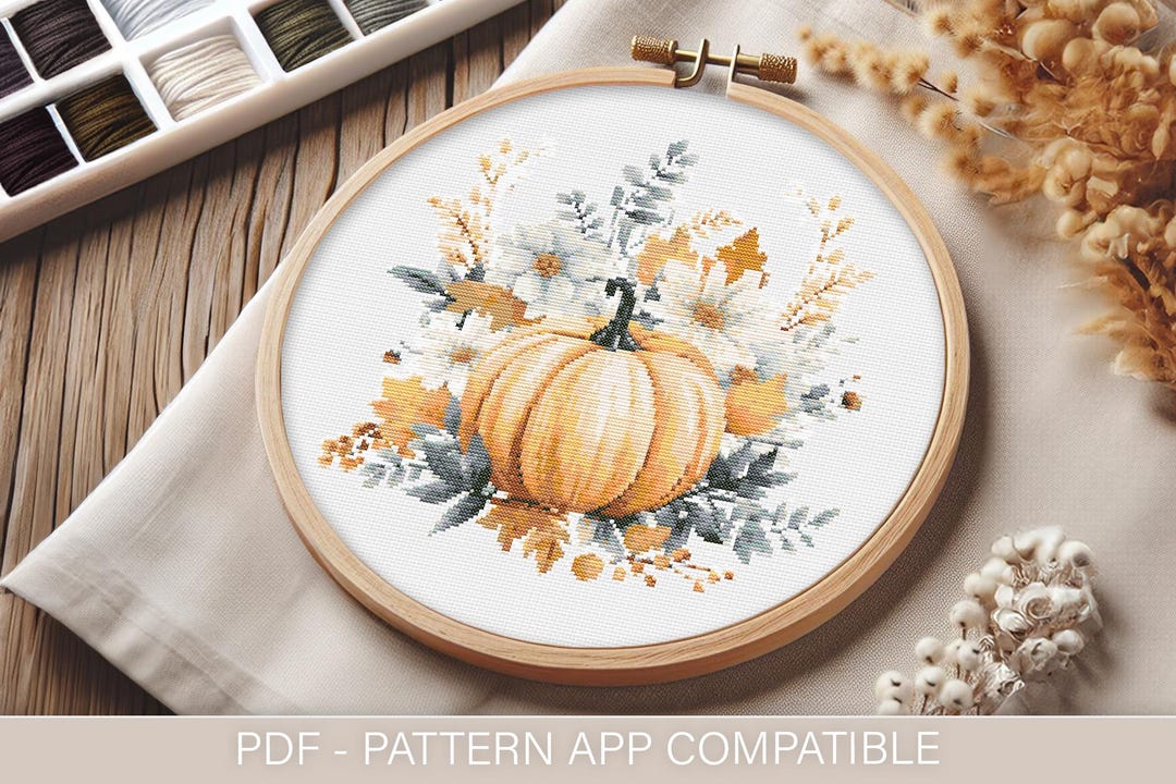 Autumn Pumpkin Cross Stitch Pattern (PDF) | Easy to Follow | Pattern ...