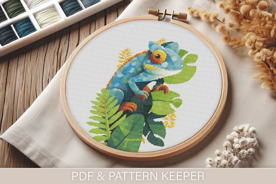 Modern Chameleon Cross Stitch Pattern (PDF) | Easy to Follow | Pattern ...
